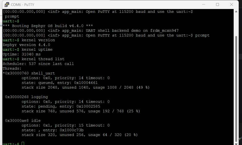 Build and run the Zephyr UART shell on Arm Cortex-M | Arm Learning Paths
